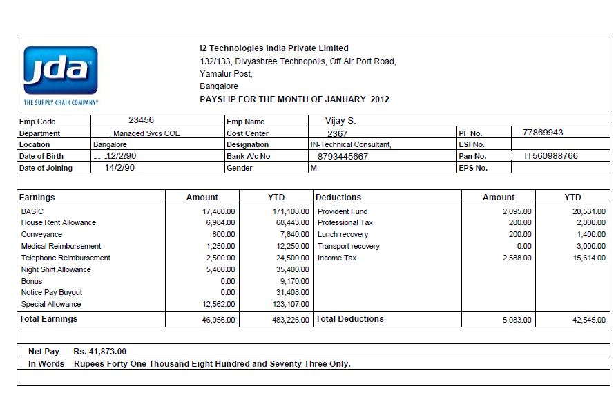 JDA I2 Payslip And Salary Structure Joblagao